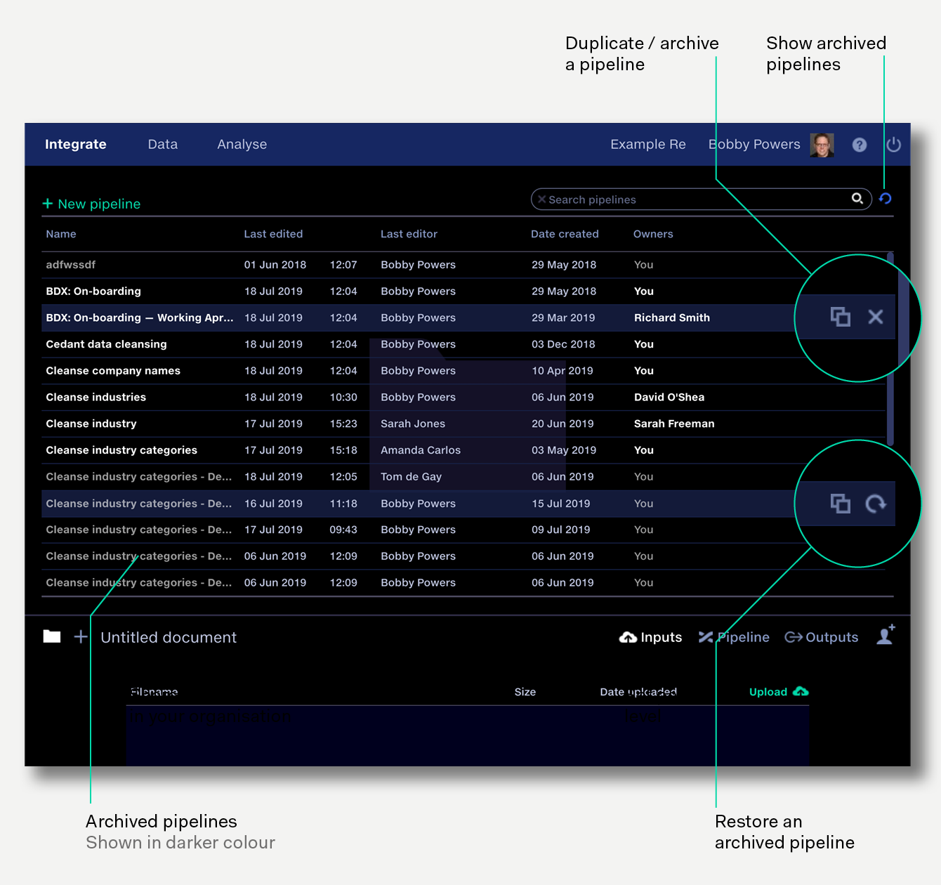 Quantemplate – Managing pipelines